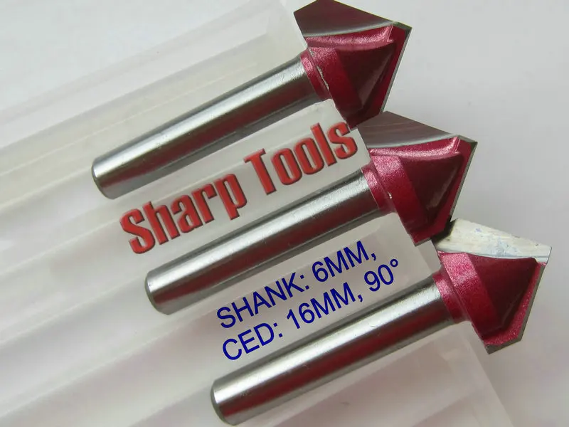 6x16MM 90 Angle,V Groove Tungsten Carbide Router Bit, Sharp CNC Tools ...