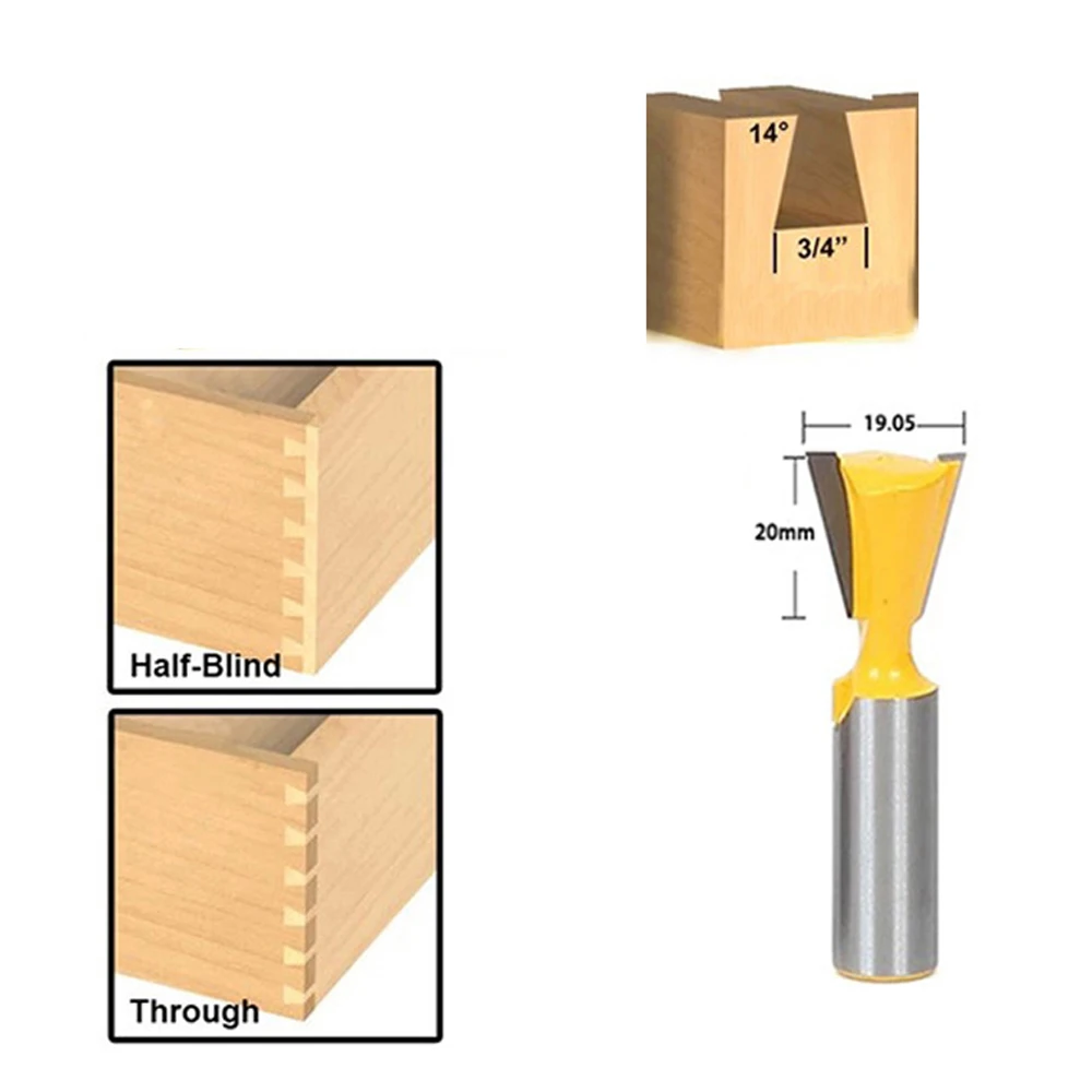 1Pcs-1-2-Shank-14-degree-Dovetail-Joint-Router-Bit-19-05MM-CNC ...