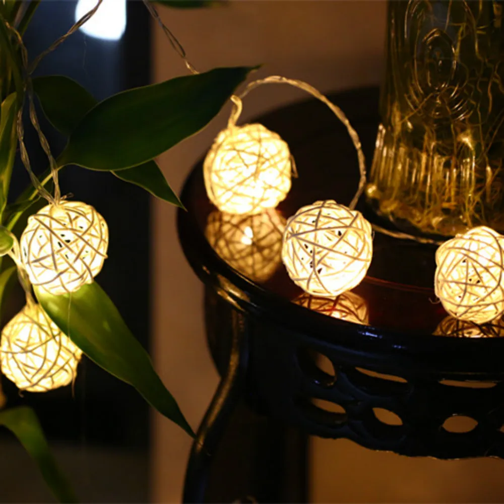 2.5M Rattan Ball LED String Light Warm White Fairy Light Holiday Light ...