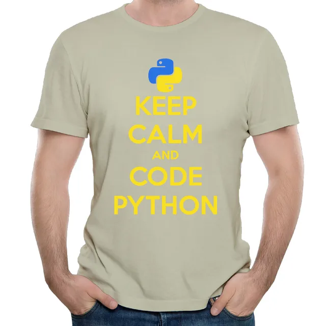 Keep Calm and Code Python new 2017 men's t shirt-in T-Shirts from Men's ...