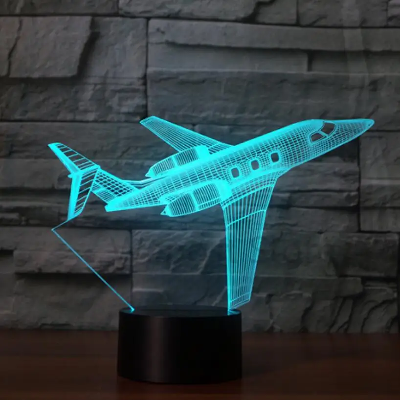 3D aircraft warplane model creative night light touch jet plane desk ...