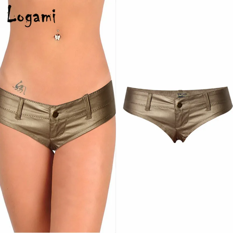 Logami Pu Leather Low Waist Shorts Women Mini Shorts Sexy Micro Shorts
