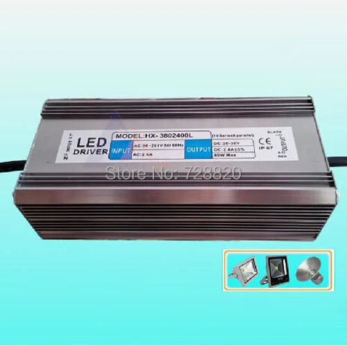 80W IP65 Waterproof Integrated LED Driver Power Supply Constant Current ...