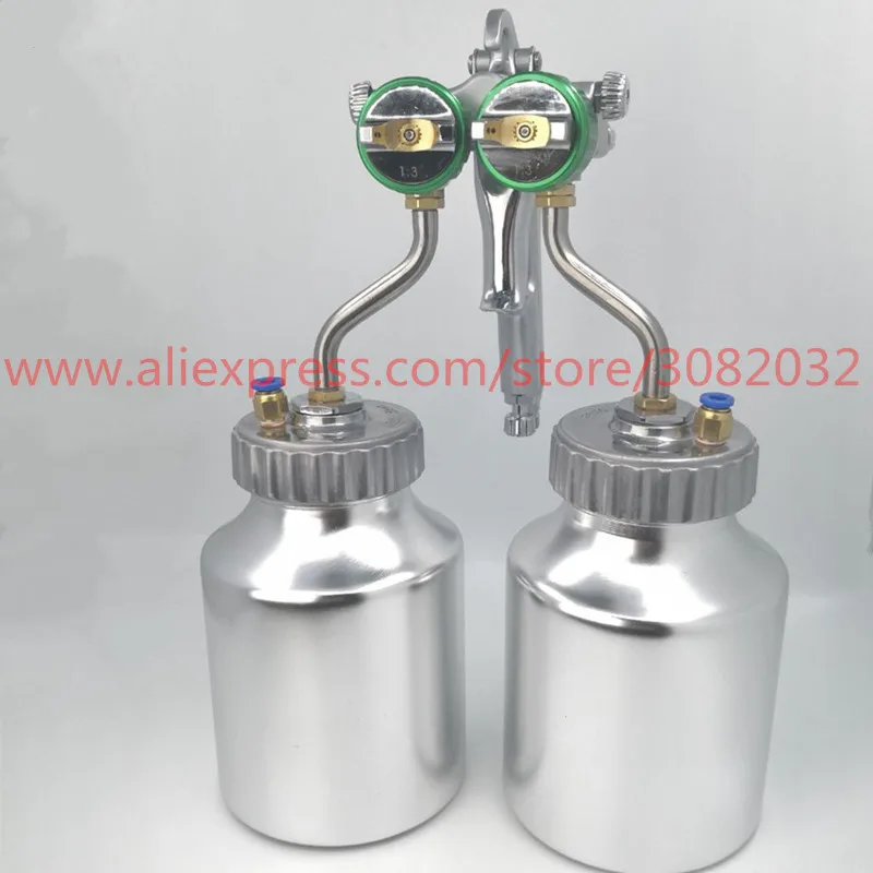 HVLP-Double-Nozzle-Spray-Gun-Pressure-Feed-Spray-Gun-Nano-Chrome-Paint ...