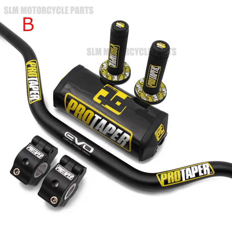 1 1/8" Fat Bar 28MM Handlebars+Grips+Bar Clamps+Bar Pad Motorcycle MX ...