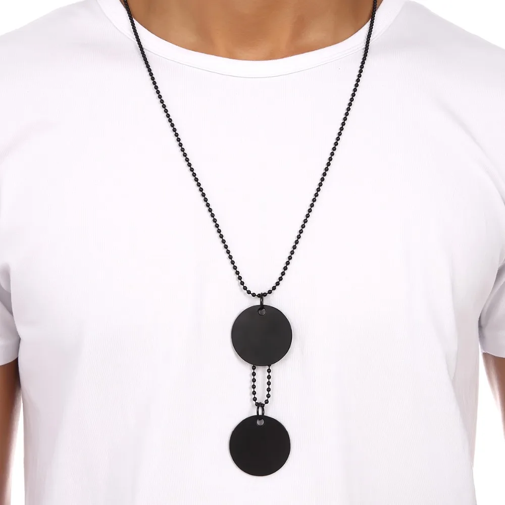 High quality Hip Hop Jewelry Double Circle Black Army Military Style 2 ...