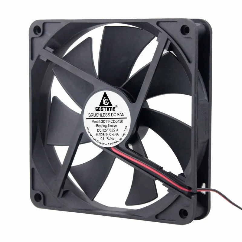 Gdstime 2 Pcs 14cm DC 12 Volt 140mm x 25mm PC Case Cooling Fan 12V ...