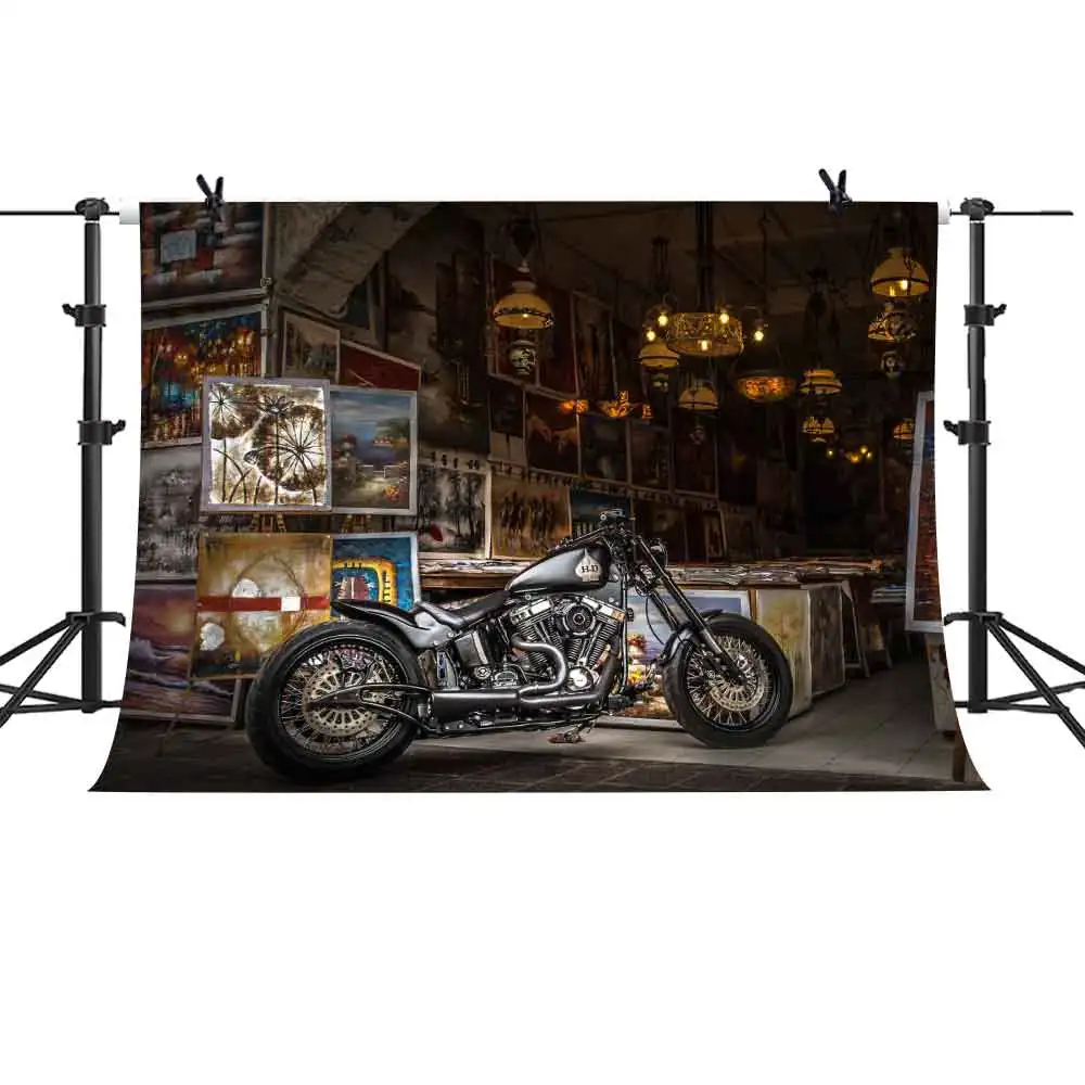 MTMETY Photography Background Retro Shop Motorcycle Backdrop for Theme ...