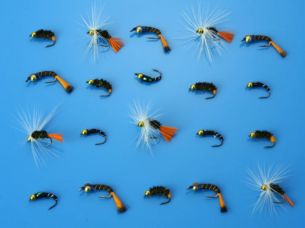 40Pcs Caddis Pupa Larva Midge And Buzzers Bead Head Nymphs Flies Salmon ...