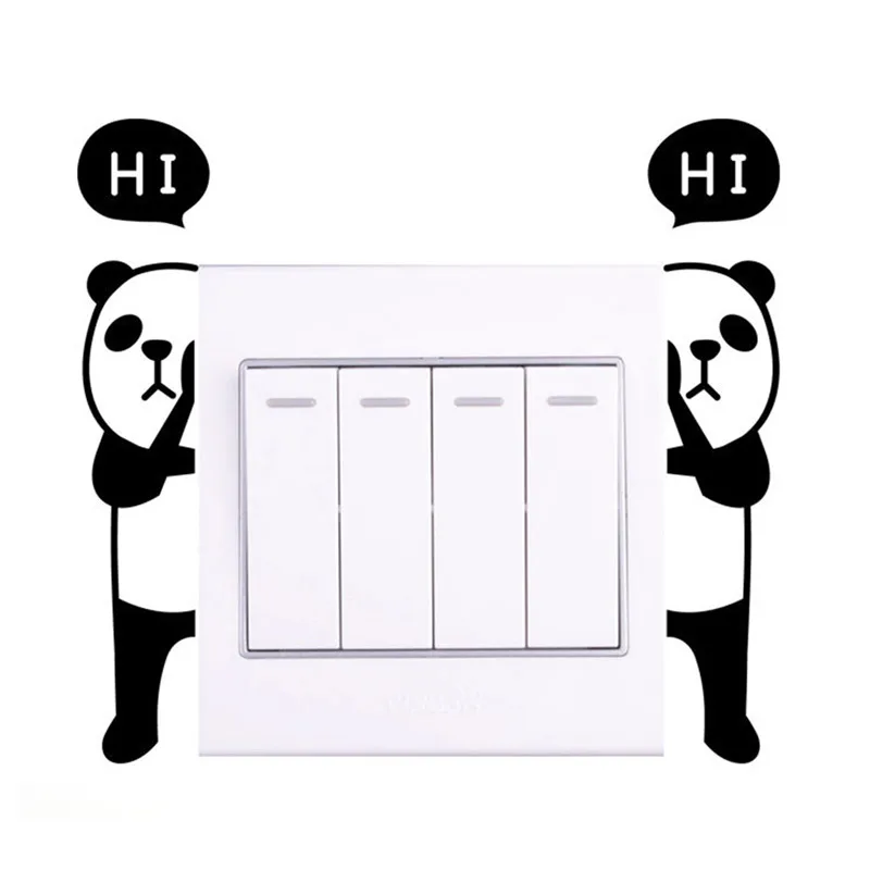 DIY Funny Lovely Switch Stickers Wall Stickers Hi Hello Sleeping Panda ...