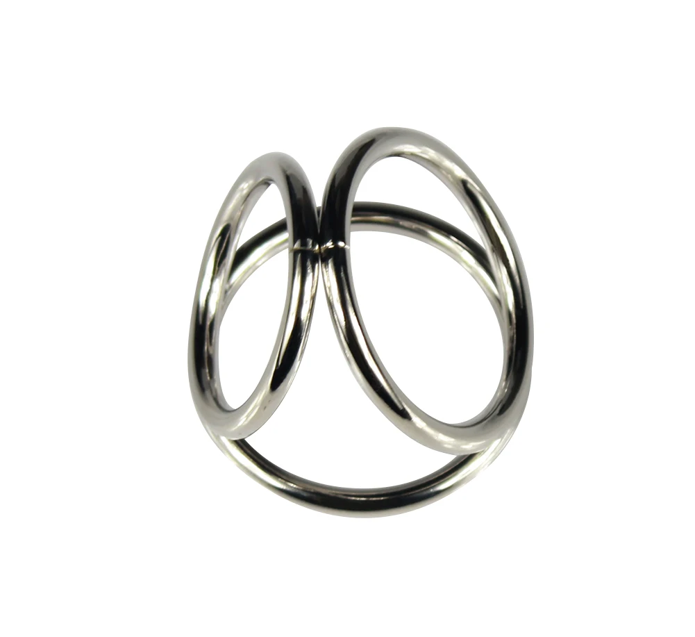 Men Metal Penis Delay Cock Ring Triple Stainless Steel Cock Ball