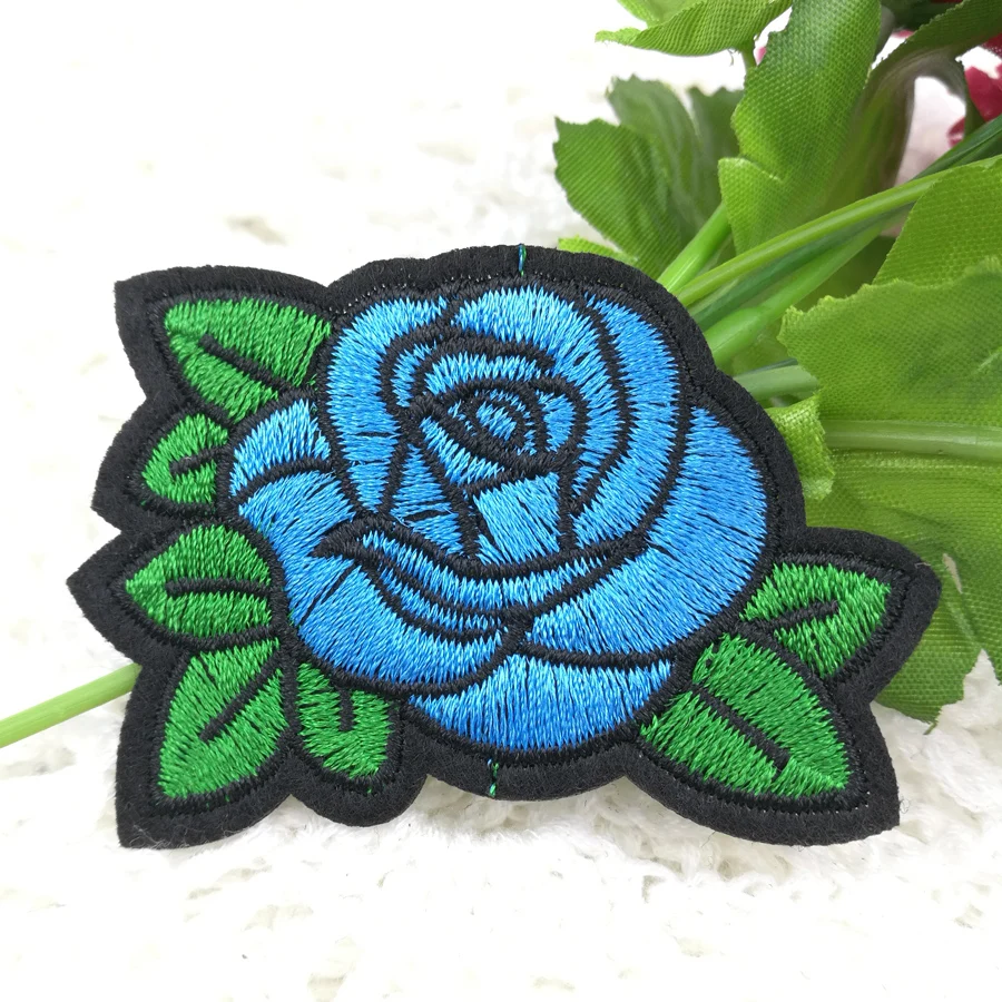 1Pcs Patches Blue Flower Embroidered Patch 3D Applique DIY Sewing ...