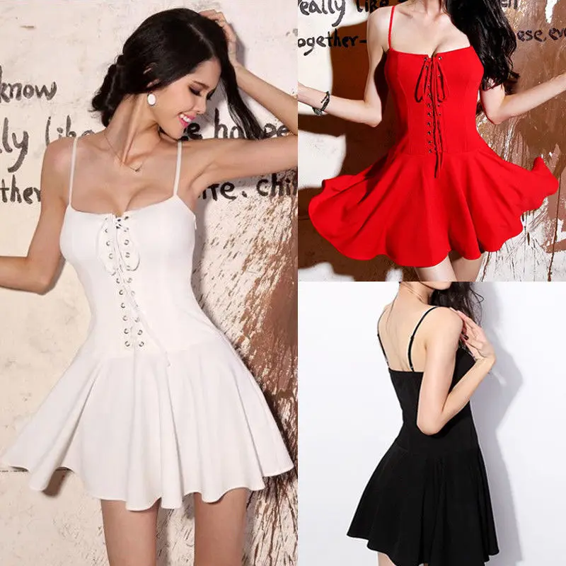 2015 New Women Dresses Camisole Dress Low Cut Sexy Short Club Party Dress Slim Summer Mini Dress