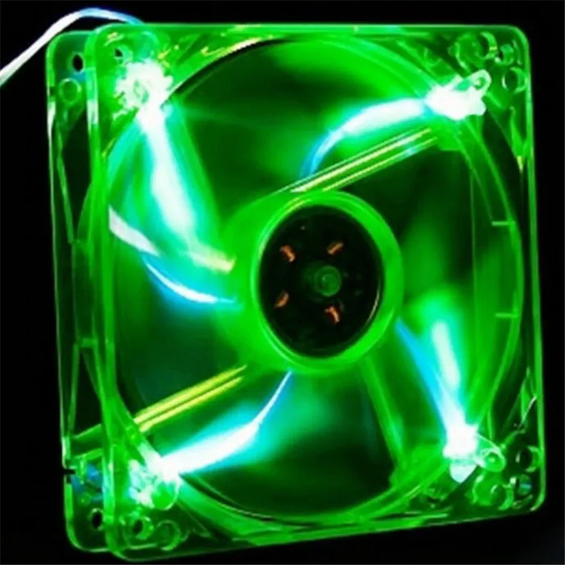 1pc 120mm Green Quad 4 LED Light Neon Clear PC Computer Case Cooling ...