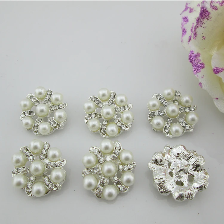 (BT54 20mm)10pcs Bling Bling Clear Metal Rhinestone Buttons Crystal ...