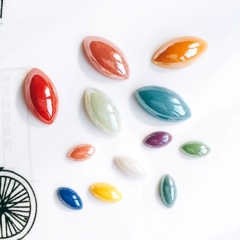 Zeroup Mixed Colors Ceramics Porcelain Glass Cabochons Cameo Flat Back ...