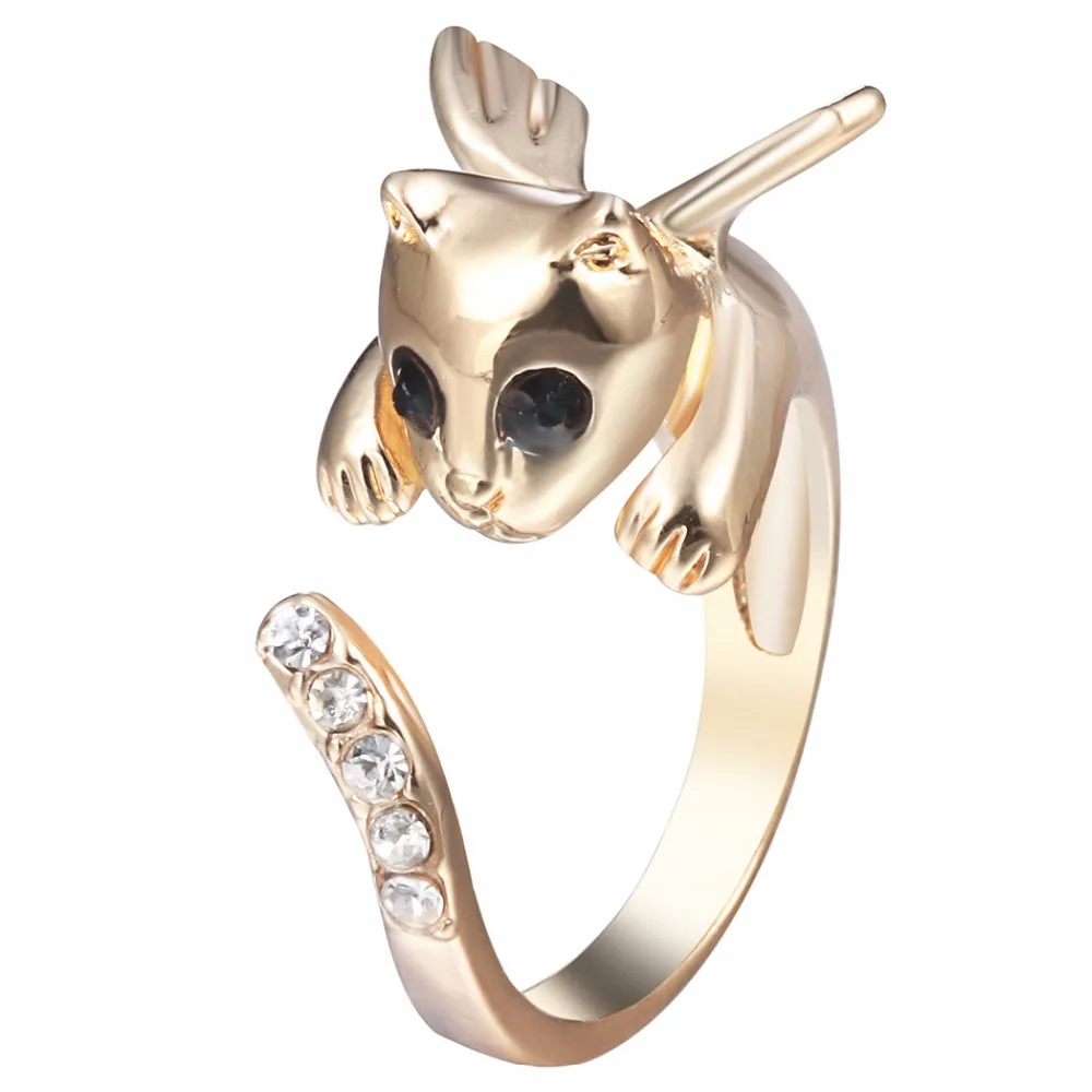 1PCS Hot Sale Adjustable Beautiful Gold Silver Plated Cute Cat Ring ...