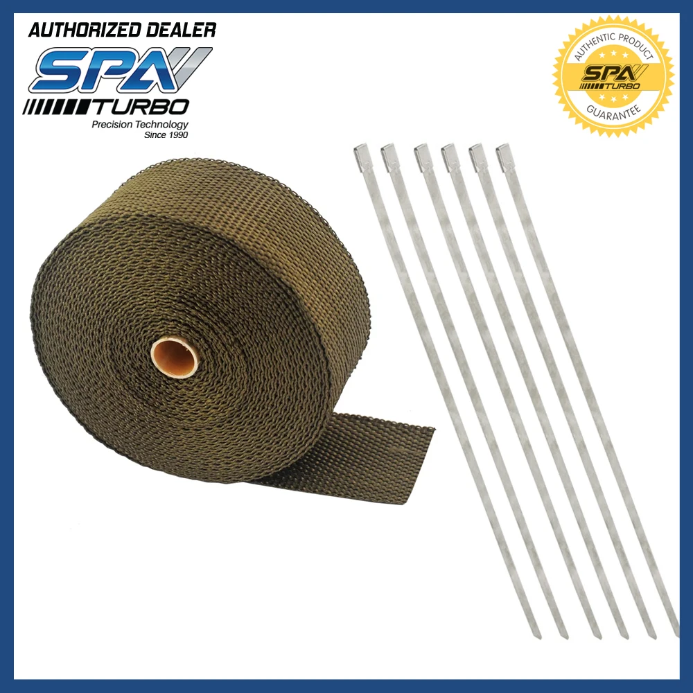 50mm x 10m x 1.75mm Titanium Basalt fiber lava rock Exhaust wrap Header ...