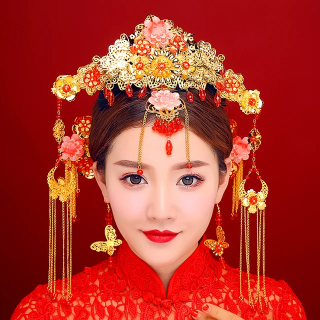 Chinese National Wedding Hairwear Bridal Traditional Bride Hair Tiaras ...