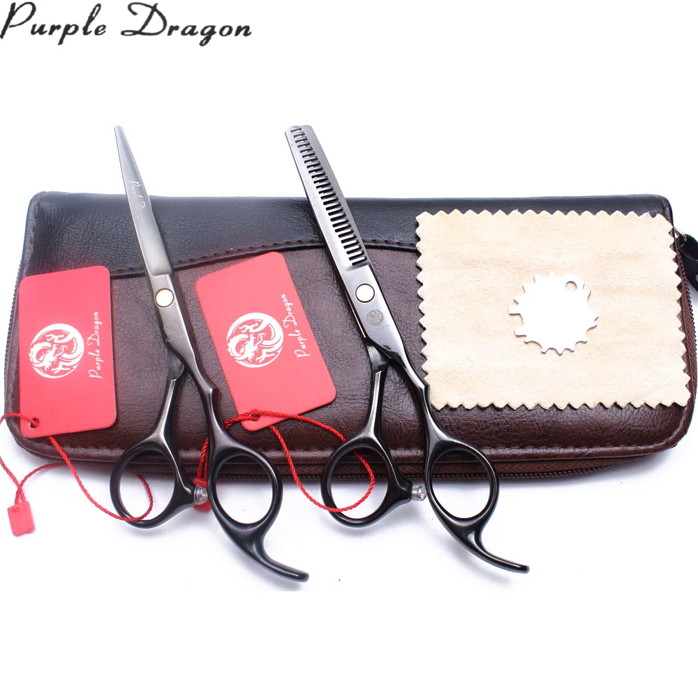 1-paar-6-Edelstahl-Lila-Drachen-Friseur-Schere-Staight-Schere-Thinninng ...