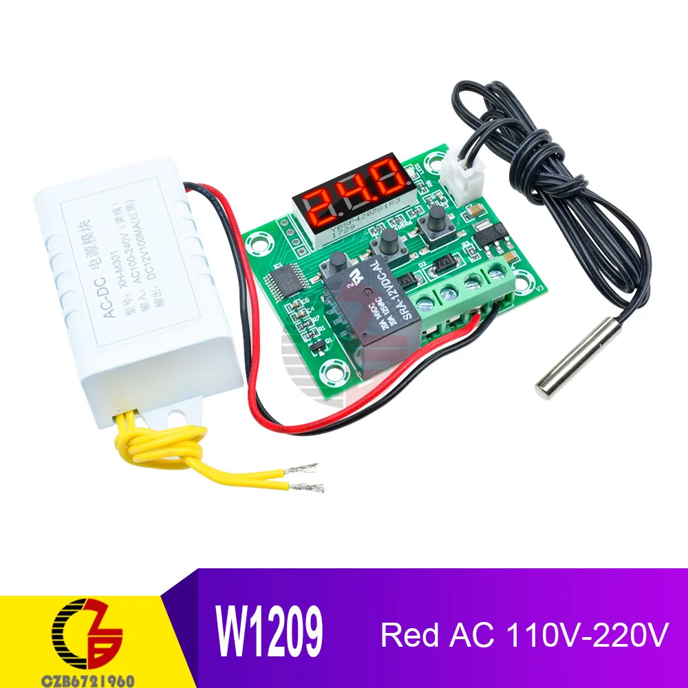 W1209 W1209WK светодиодный цифровой регулятор температуры 12 В 110 В ...