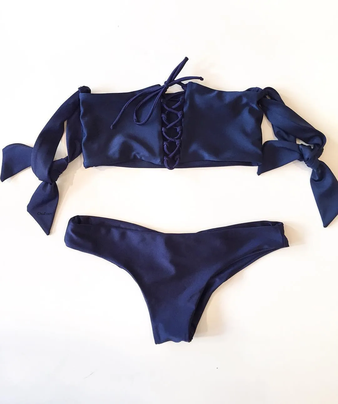 Ins Hot Women Bathing Suit Bikini Solid Color Brazillian Two Piece