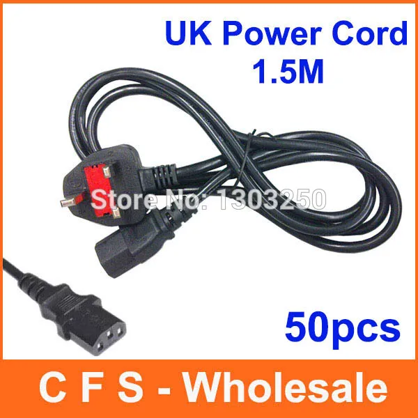 50pcs UK MAINS PLUG TO IEC KETTLE LEAD POWER CABLE CORD FOR PC COMPUTER ...