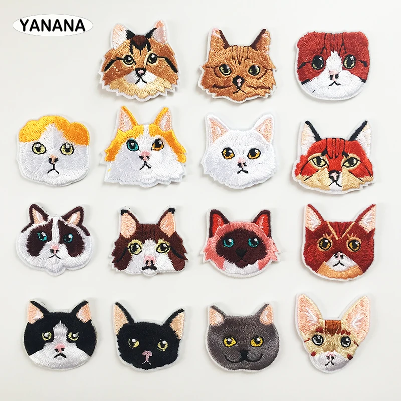 Many-Cat-Animal-Head-Patchwork-Patch-Embroidered-Patches-For-Clothing ...