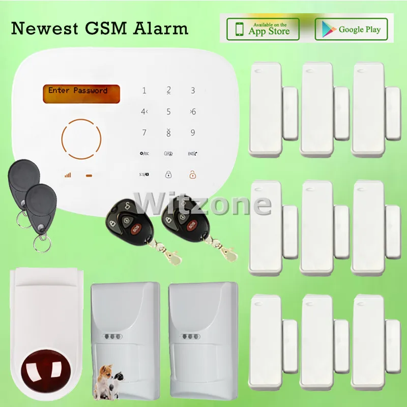 Touchpad LCD Display RFID GSM Alarm System Kit with Pet Friendly PIR ...
