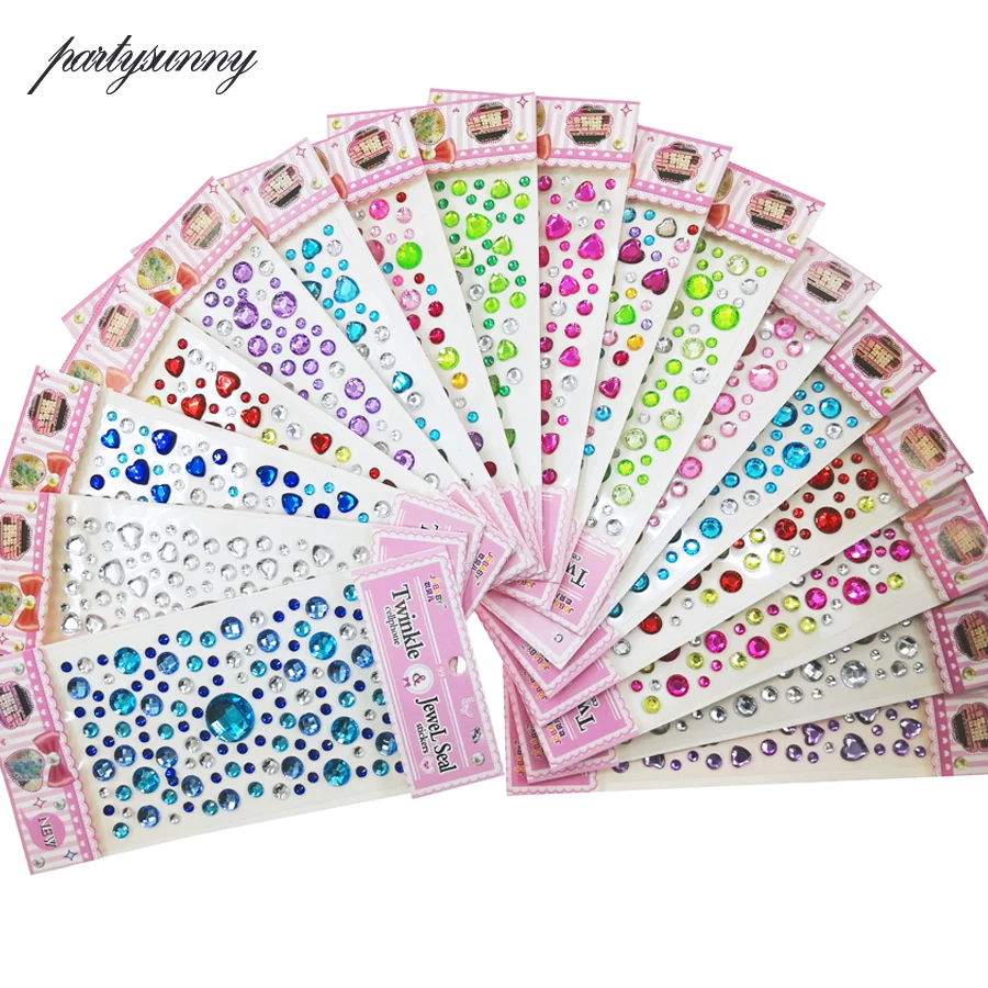 10packs Hearts Round Decor Phone Art Crystal Diamond Flat Back ...