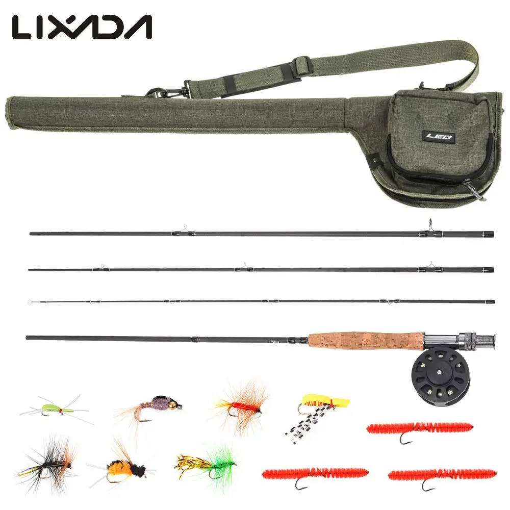 9 Fly Fishing Rod Reel Combo 4 section Fly Rod 28010-TA with Carry Bag ...