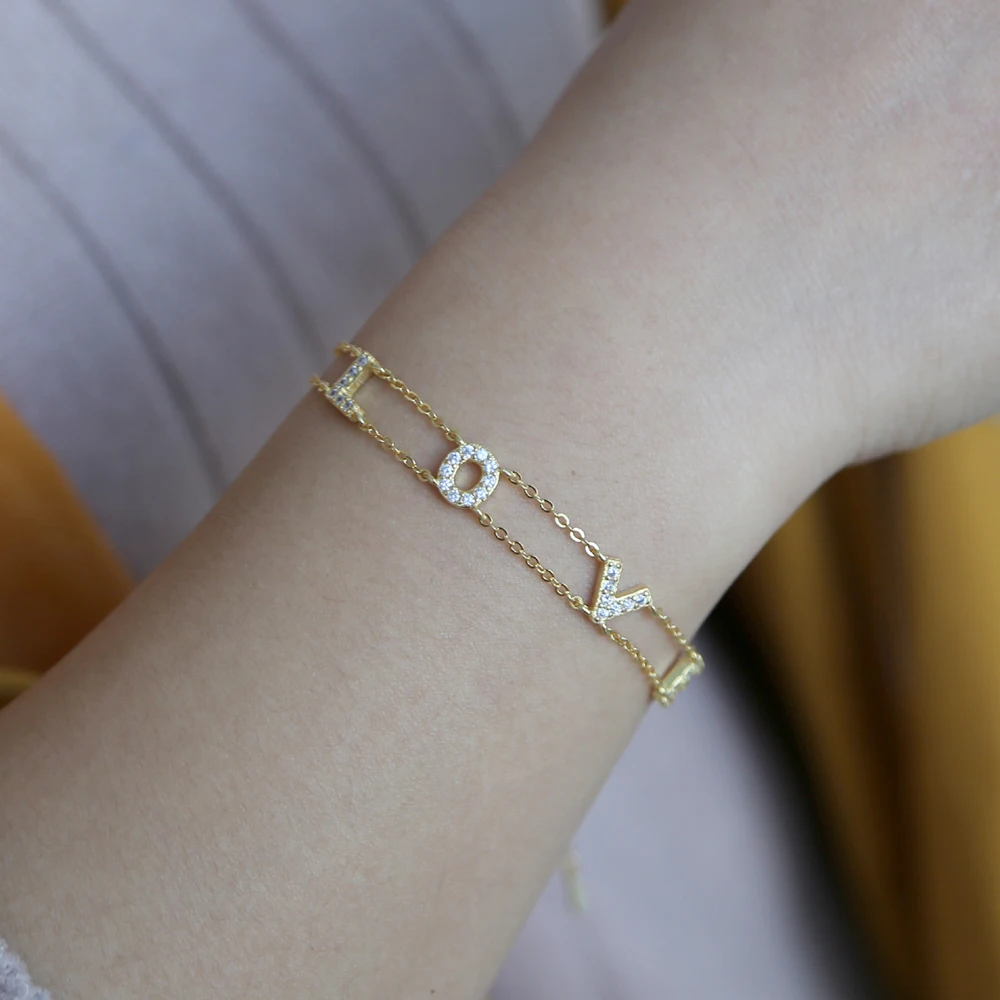 Индивидуальные любовные письма браслет стерлингового серебра 925 DIY тонкий браслет ювелирные ...