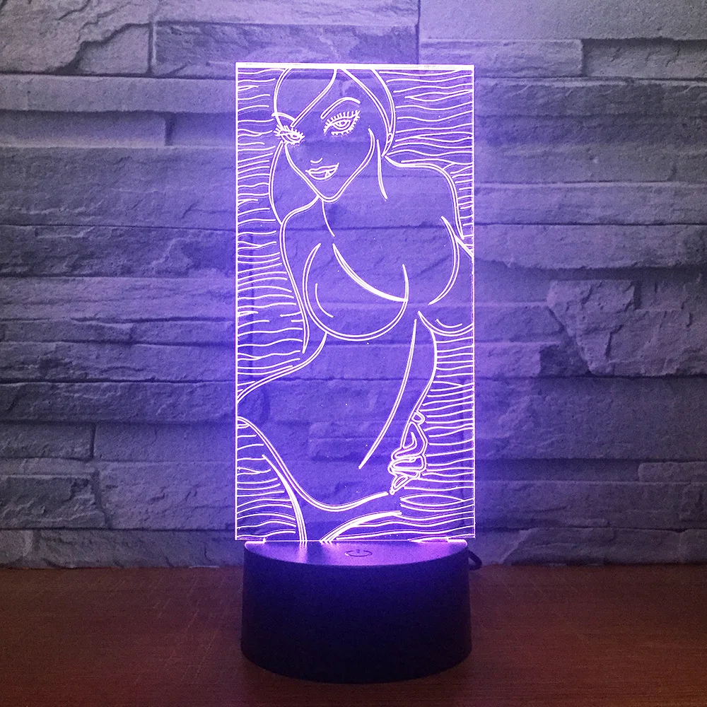 Pretty Sexy Bikini Girl 3d Visual Led Night Lights Touch Usb 7 Colors Modelling Desk Lamp Home