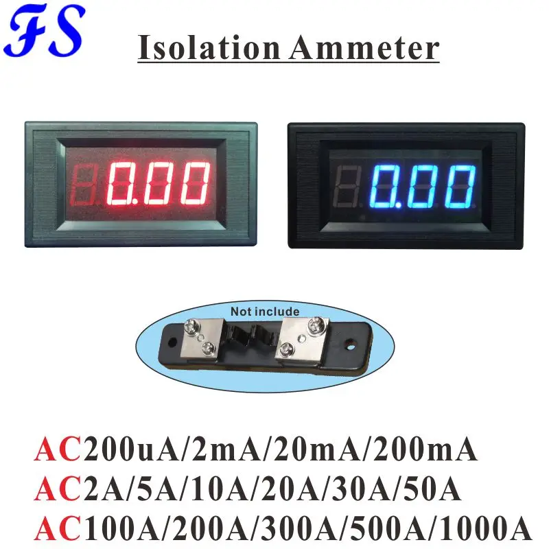 YB5135Ai Isolation Current Meter LED Digital Ampere Meter AC200mA 10A ...