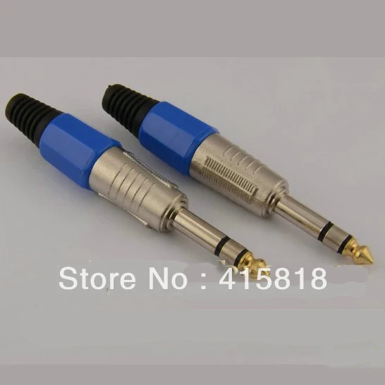 Free shipping 20pcs/Lot Audio Connector 6.35mm Stereo Metal Plug gloden ...