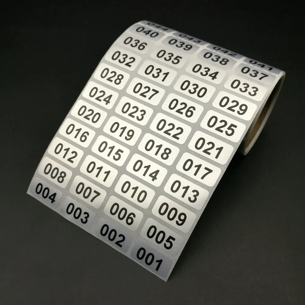 1000pcs Consecutive Number Label Stickers 001 to 1000 silver sticker ...