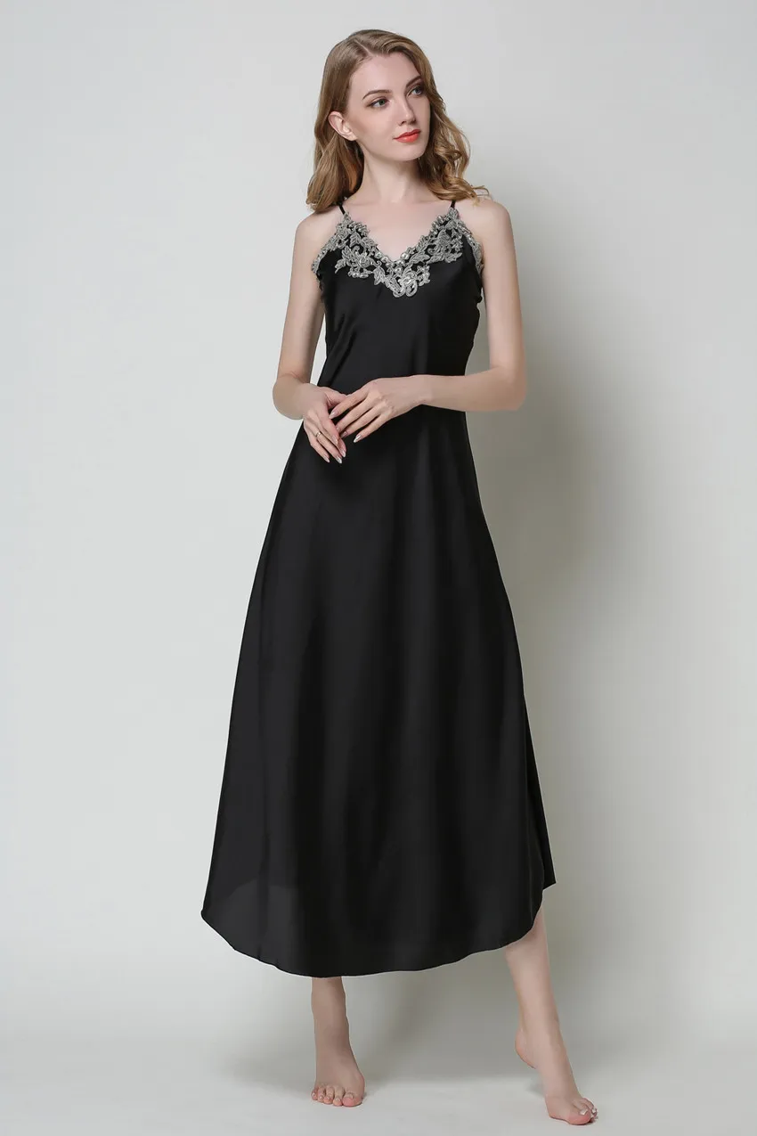 Beautiful Satin Floral Nightgown with Embroidery