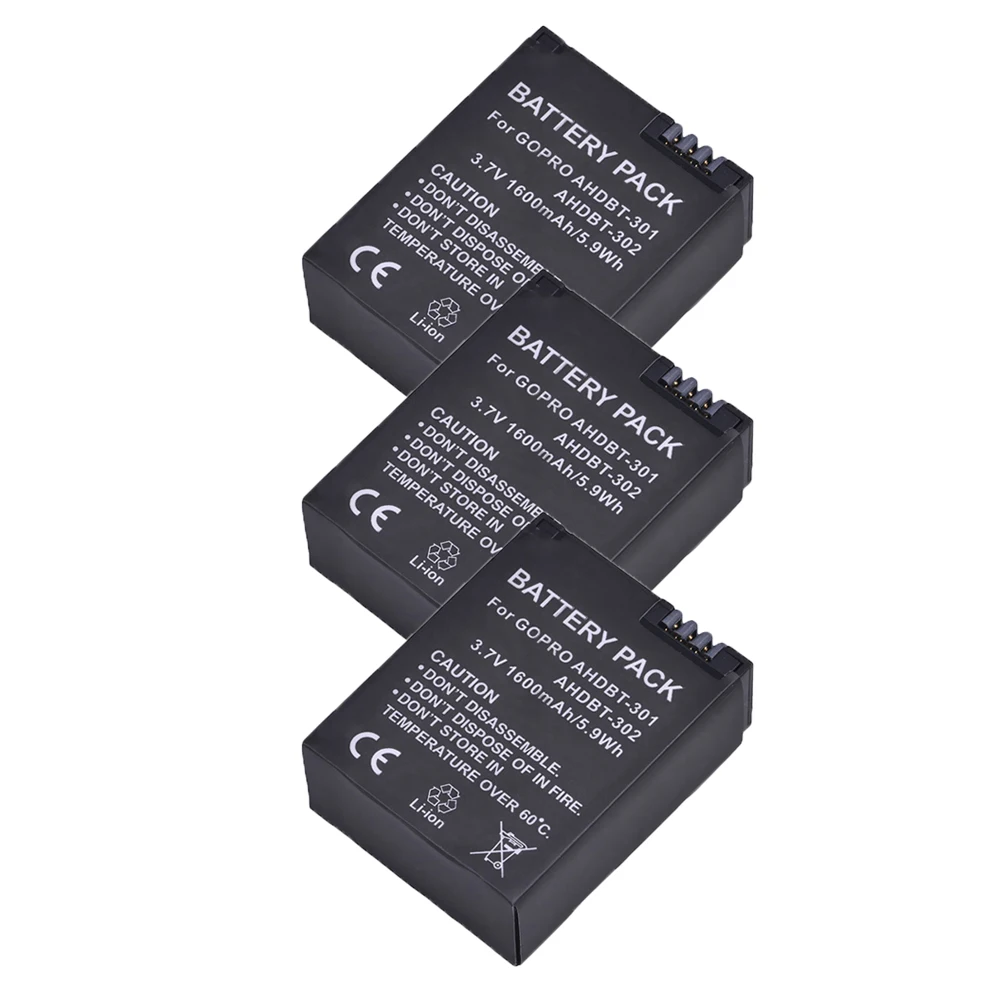 Tectra-3pc-AHDBT-301-Battery-for-Go-Pro-Hero-3-3-gopro3-gopro-3-Hero3 ...