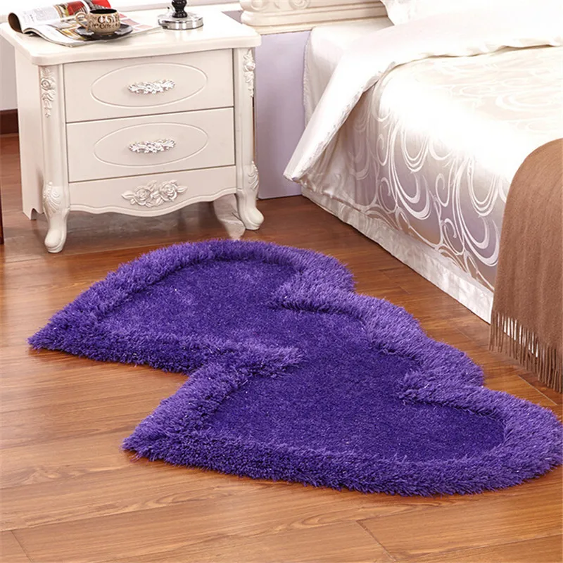 Carpet Thick Stretch Silk Double Heart Figure Bedroom Mat Tea Table Bed ...