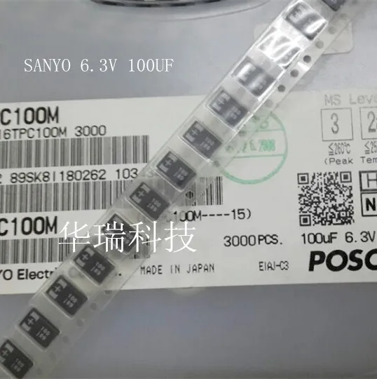 Japan SANYO POSCAP polymer tantalum capacitors 6TPC100M 100UF 6.3VD ...