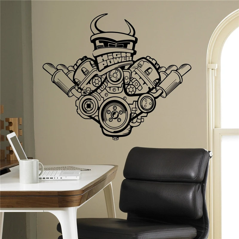 Auto Machine Motor Wall Sticker Engine Vinyl Sticker Home Interior ...