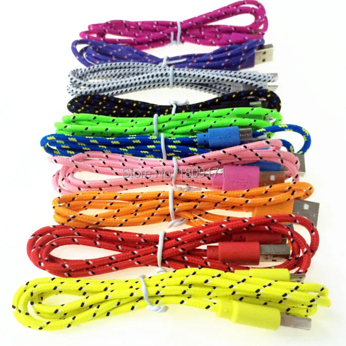 1000pcs/lot 1M 3FT fabric braided Micro Cable Accessory Bundles For ...