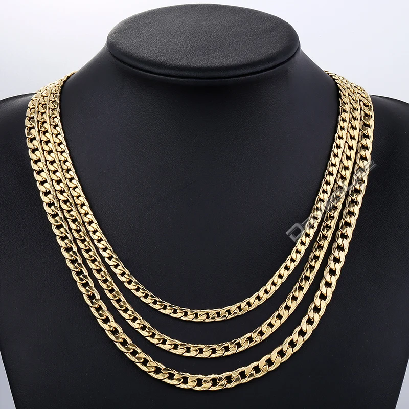 Davieslee 18 36inch 6/7/8mm Men's Chain Boy Hammered Cut Curb Cuban ...