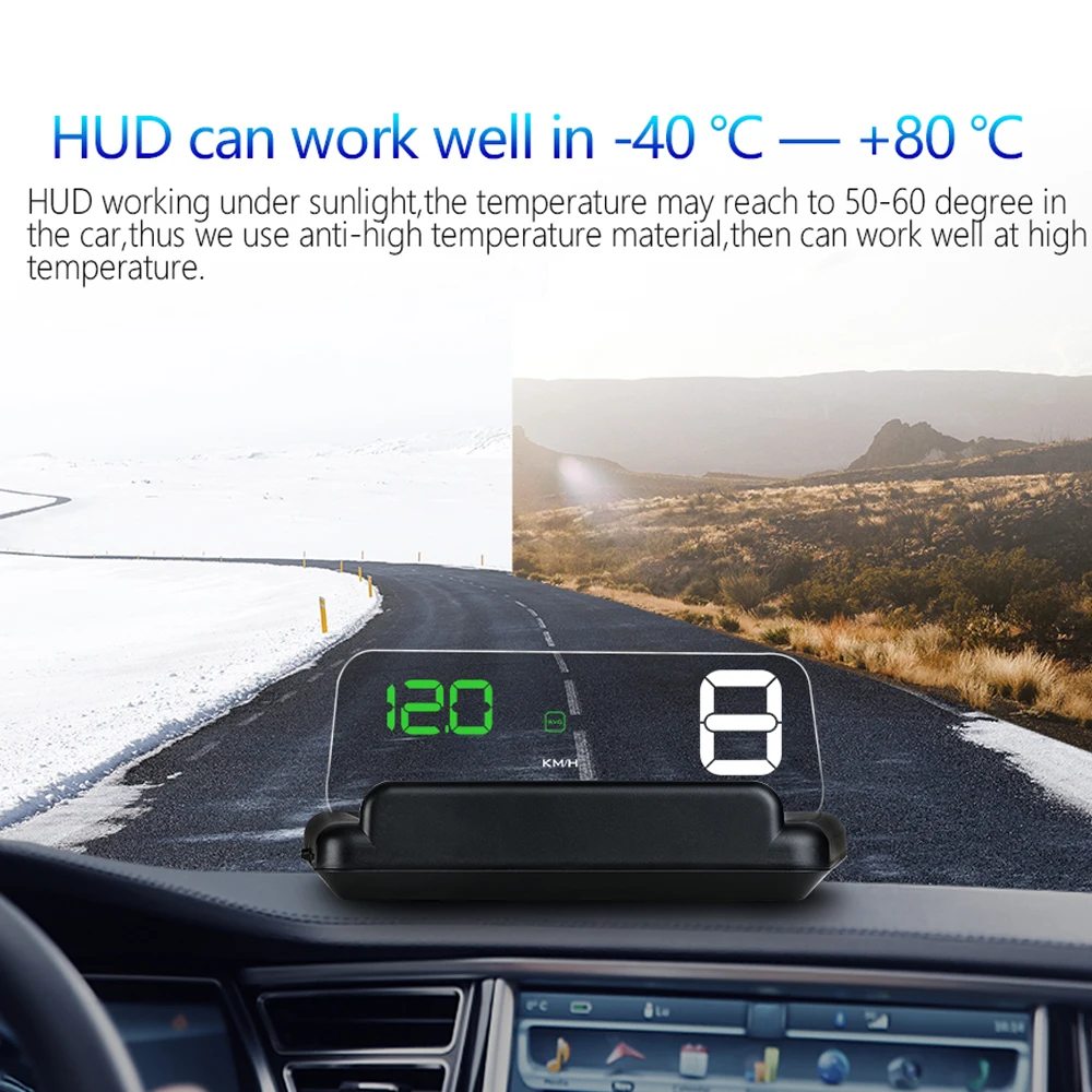 Kebidumei Hud Head Up Display Projector Digital Speedometer Car Hud