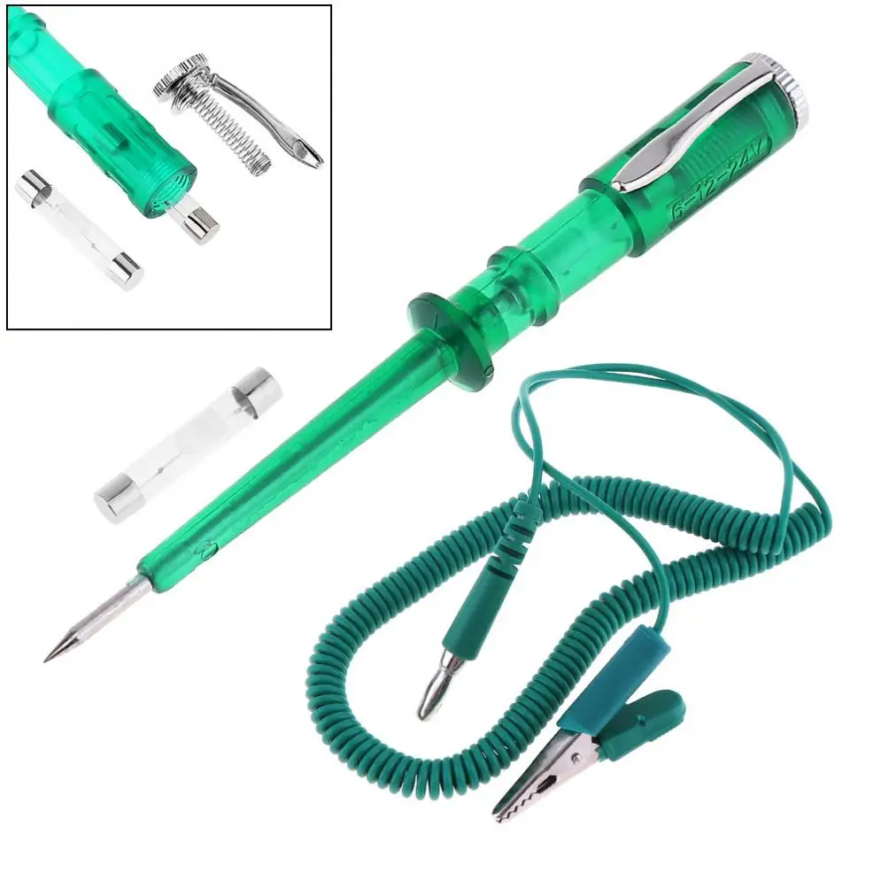 6v 24v 133cm 녹색 전압 회로 테스터 자동차 테스트 Voltmet 긴 프로브 펜 자동 전구 자동차 유지 보수 도구전기 테스터기 And 시험용 인출선