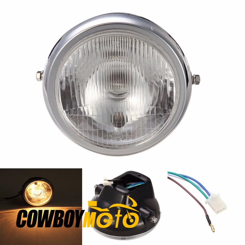 7 Inch Amber Led Headlights Classic Round Motorcycle Headlight Headlamp ...