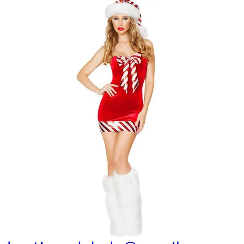 New Arrival Adult Womens Halloween Costumes Sexy Red Women Candy Cane