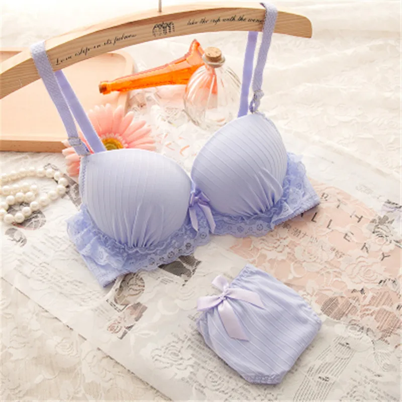 2018 Brand New Puberty Girls Training Bra Set Teenage Bras+Briefs ...
