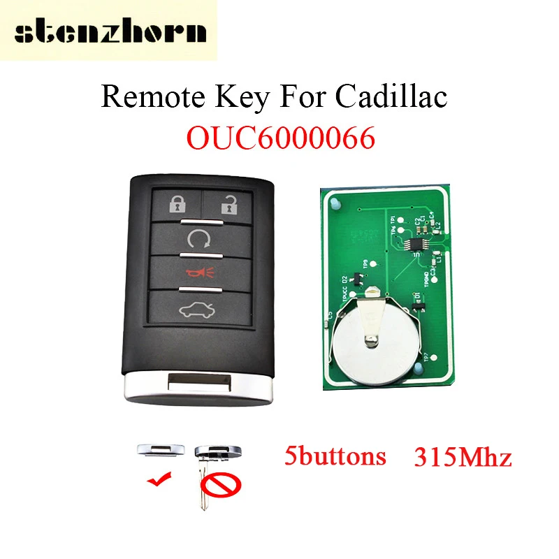 Stenzhorn 315mhz 5 Button Smart Keyless Remote Key Fob For Cadillac