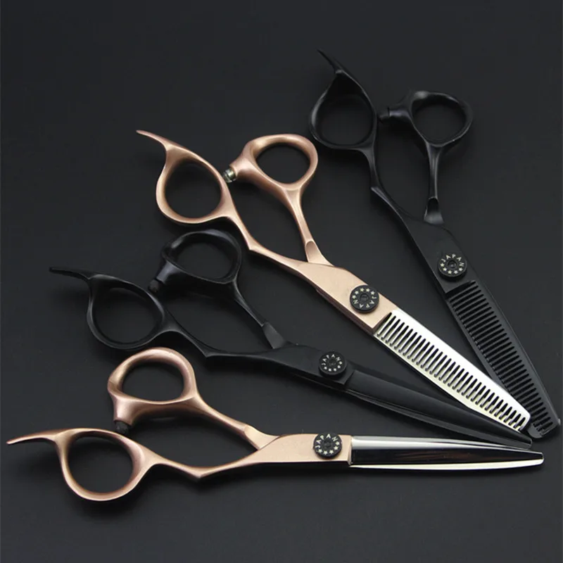 Professional japan 440c 6 inch hair salon scissors set cutting barber scissor makas hair ...